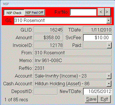 Clothing Wholesaler NSF Insufficient Funds Check Form