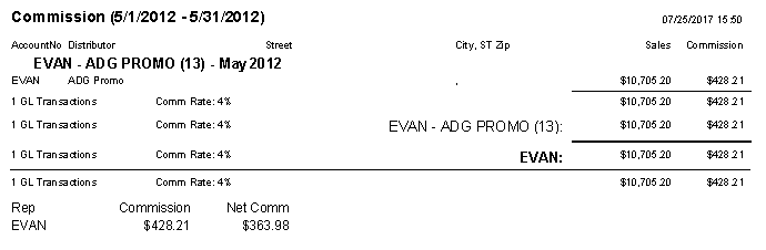 Access Sales Commission Database Report form