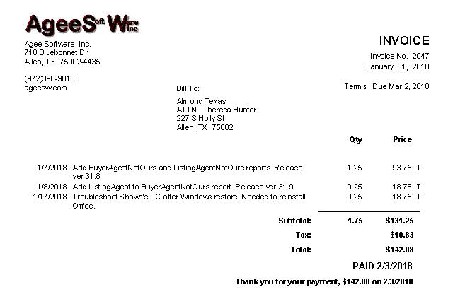 Access Small Business Software - Invoice Form